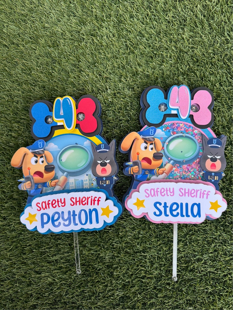 Police Dog Cake Topper Shaker With Light: Personalized Birthday Decor ...