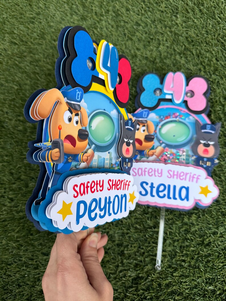 Police Cake Topper Shaker con luz/ Safety Sherrif Labrador Cake Topper ...