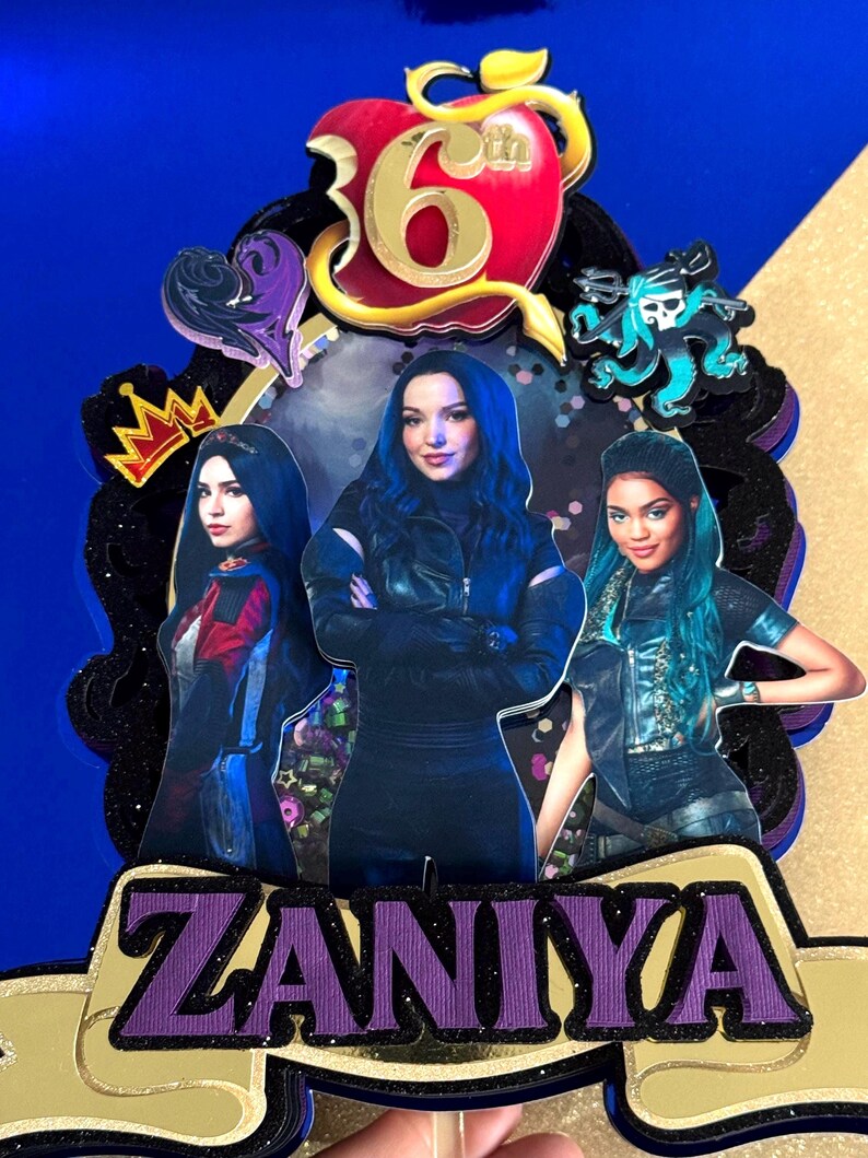 Descendants Cake Topper Mal Evie & Uma Party Decor Birthday Decoration ...