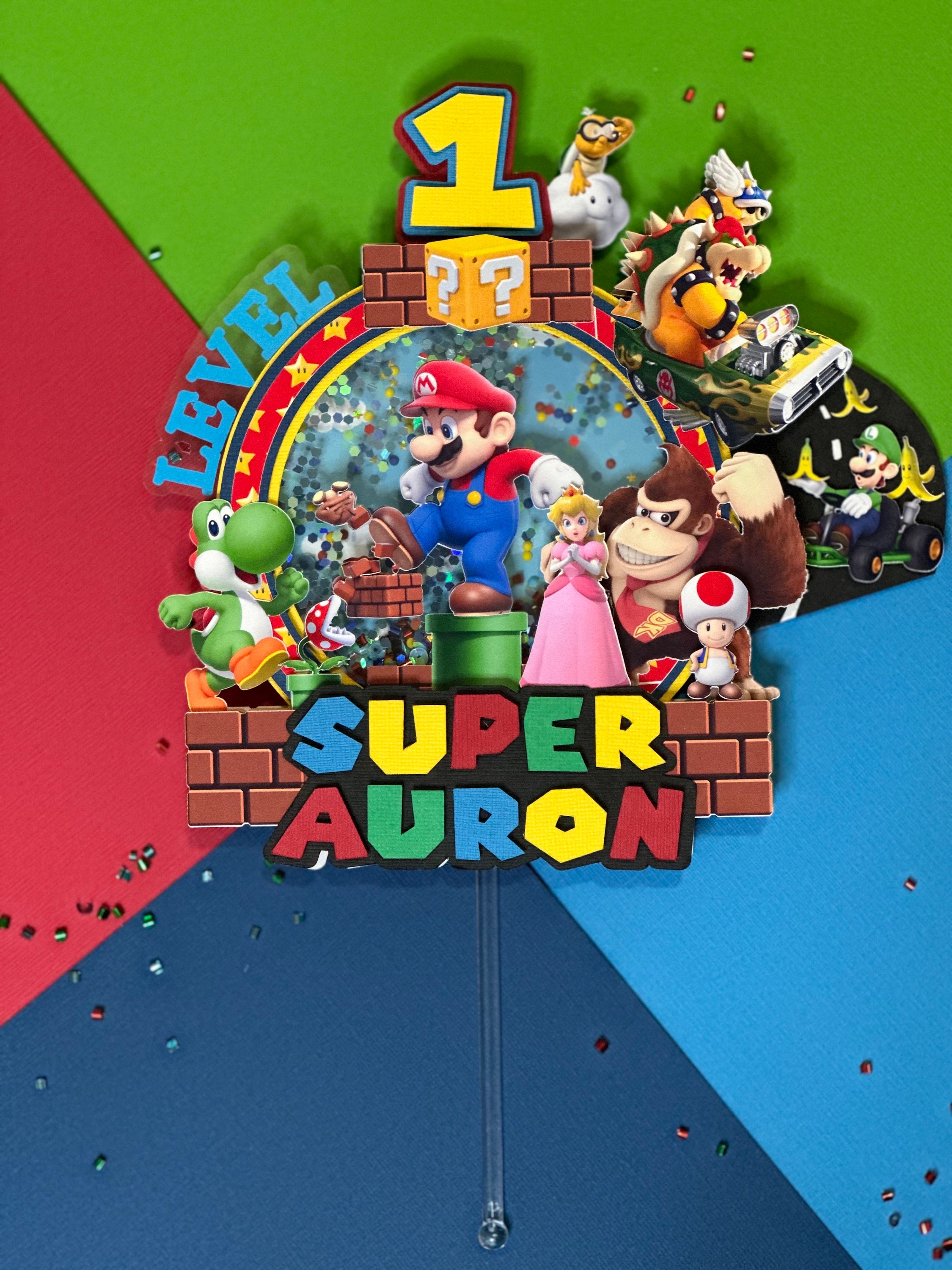 Mario Bros Cake Topper Shaker With Lights Personalized Cake Topper With ...