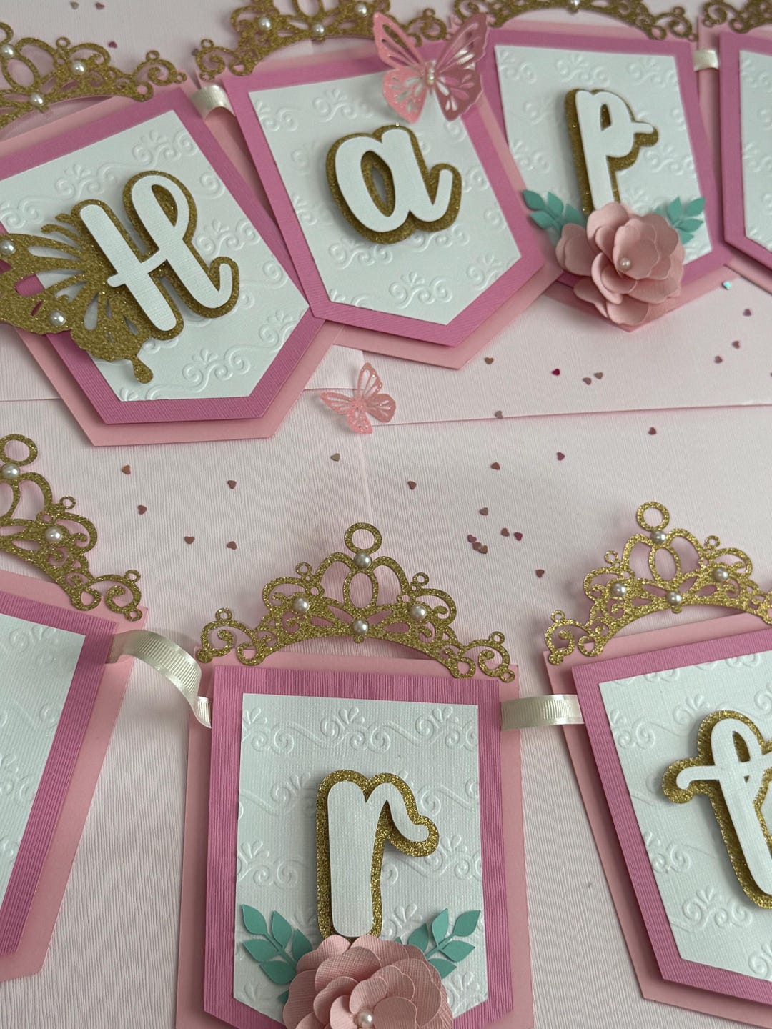 Princess Birthday Banner: Crown Castle, Butterflies, Personalized Cake ...