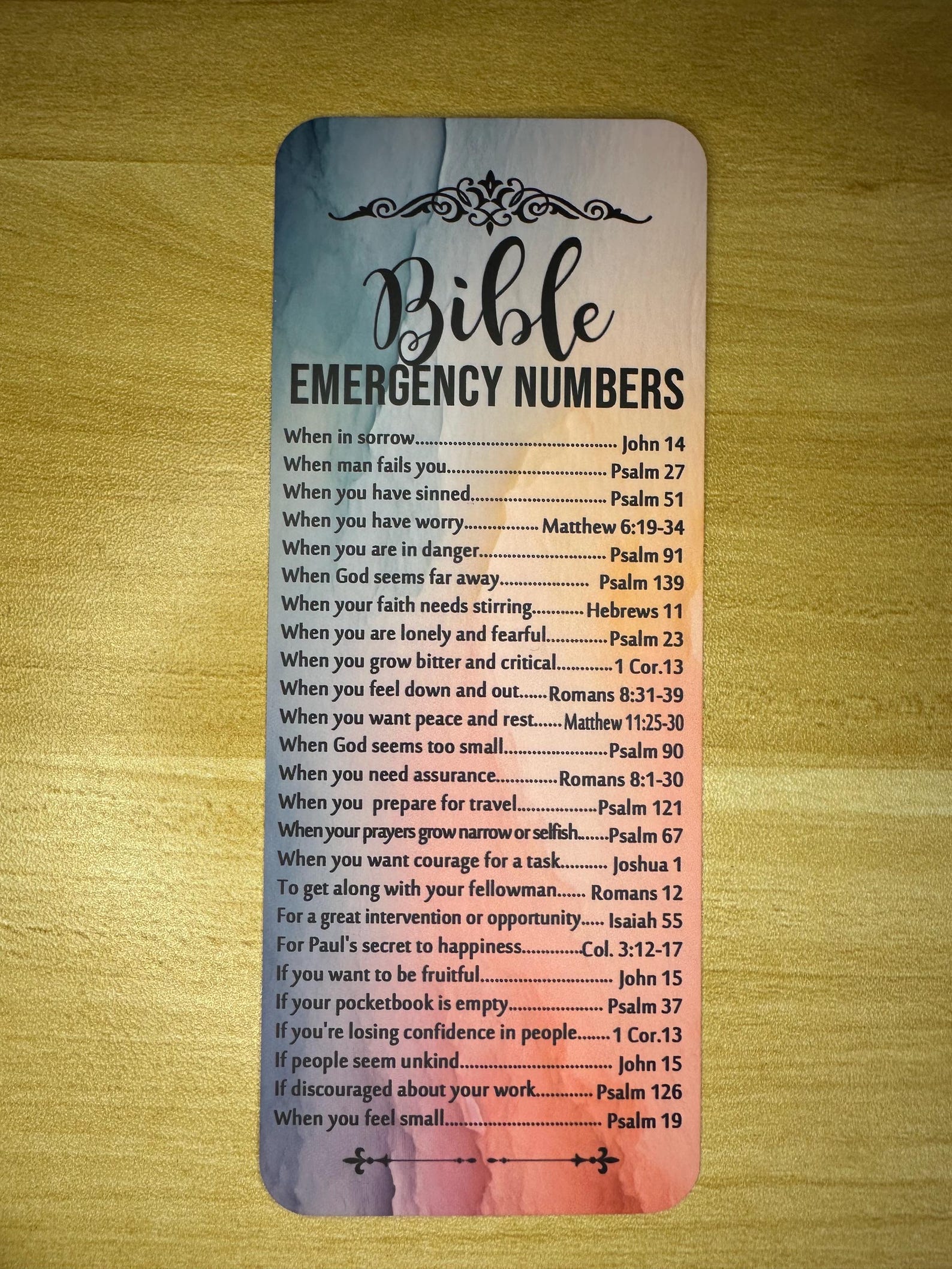 Bible Emergency Number's One Sided Cardstock Bookmarkers - Etsy