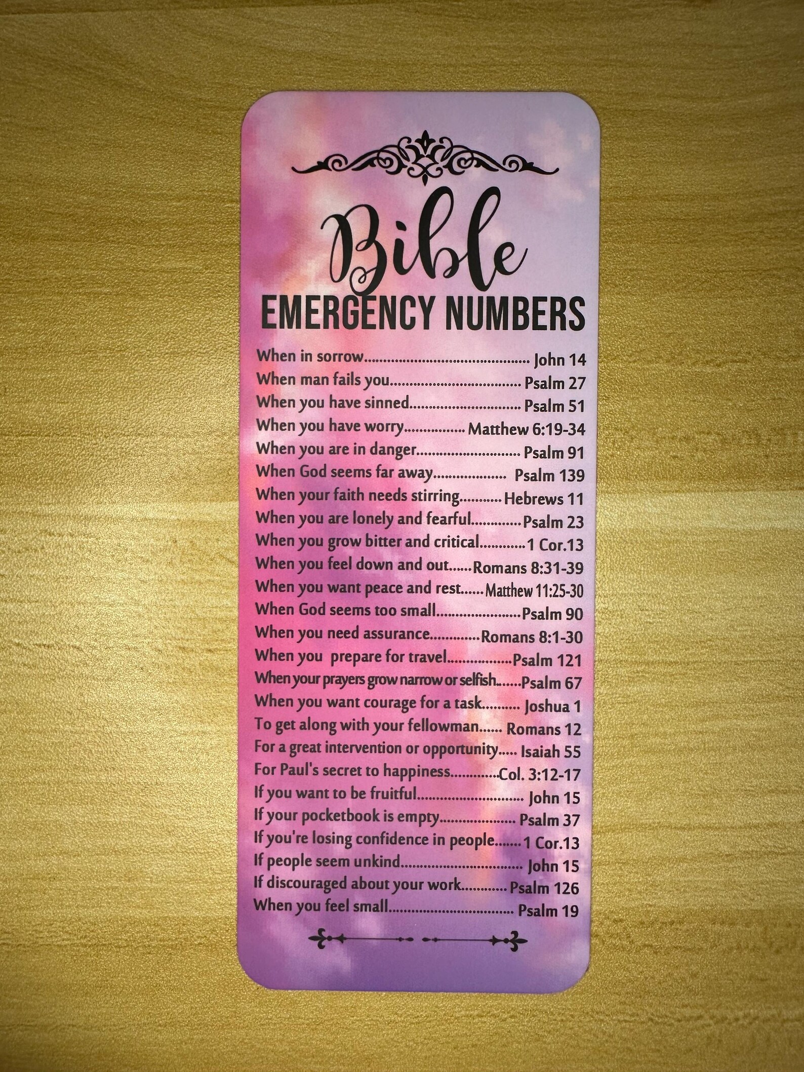 Bible Emergency Number's One Sided Cardstock Bookmarkers - Etsy