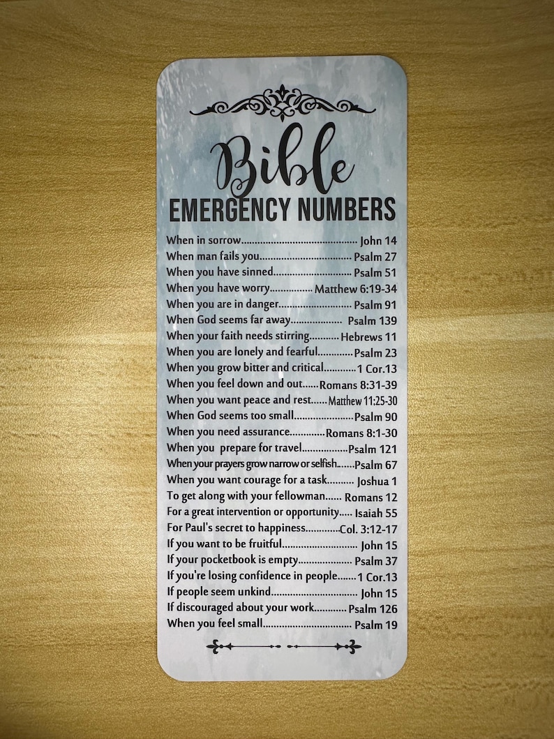 Bible Emergency Number's One Sided Cardstock Bookmarkers - Etsy