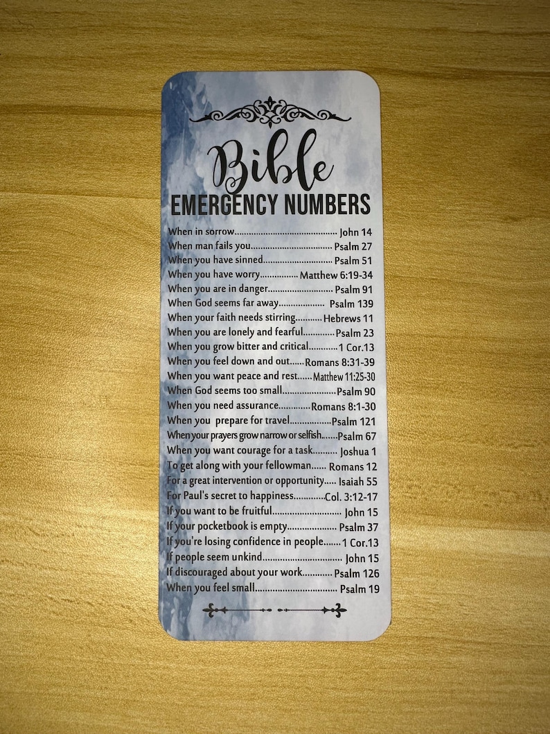 Bible Emergency Number's One Sided Cardstock Bookmarkers - Etsy