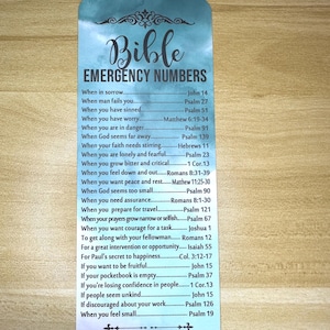 Bible Emergency Number's One Sided Cardstock Bookmarkers - Etsy