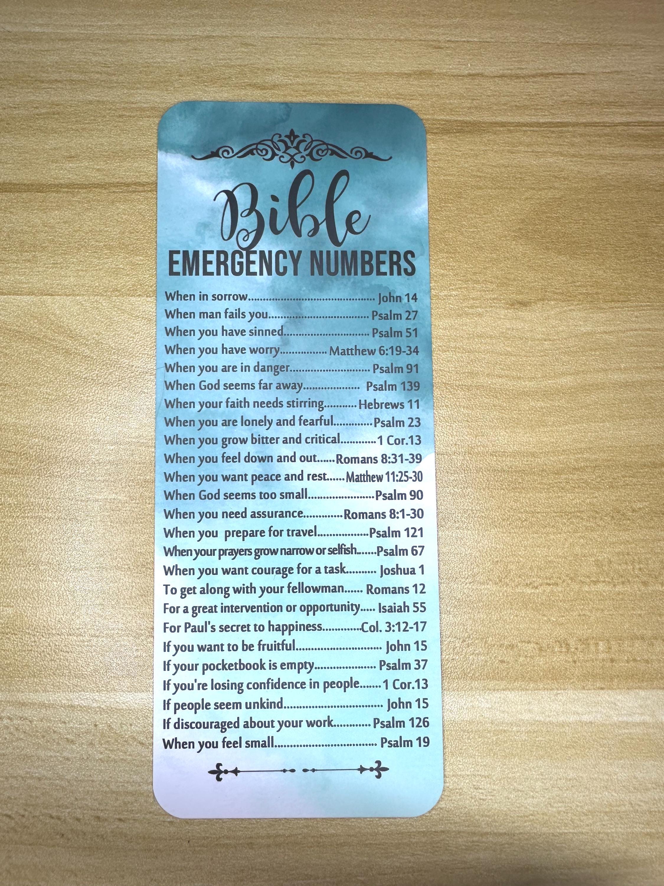 Bible Emergency Number's One Sided Cardstock Bookmarkers - Etsy