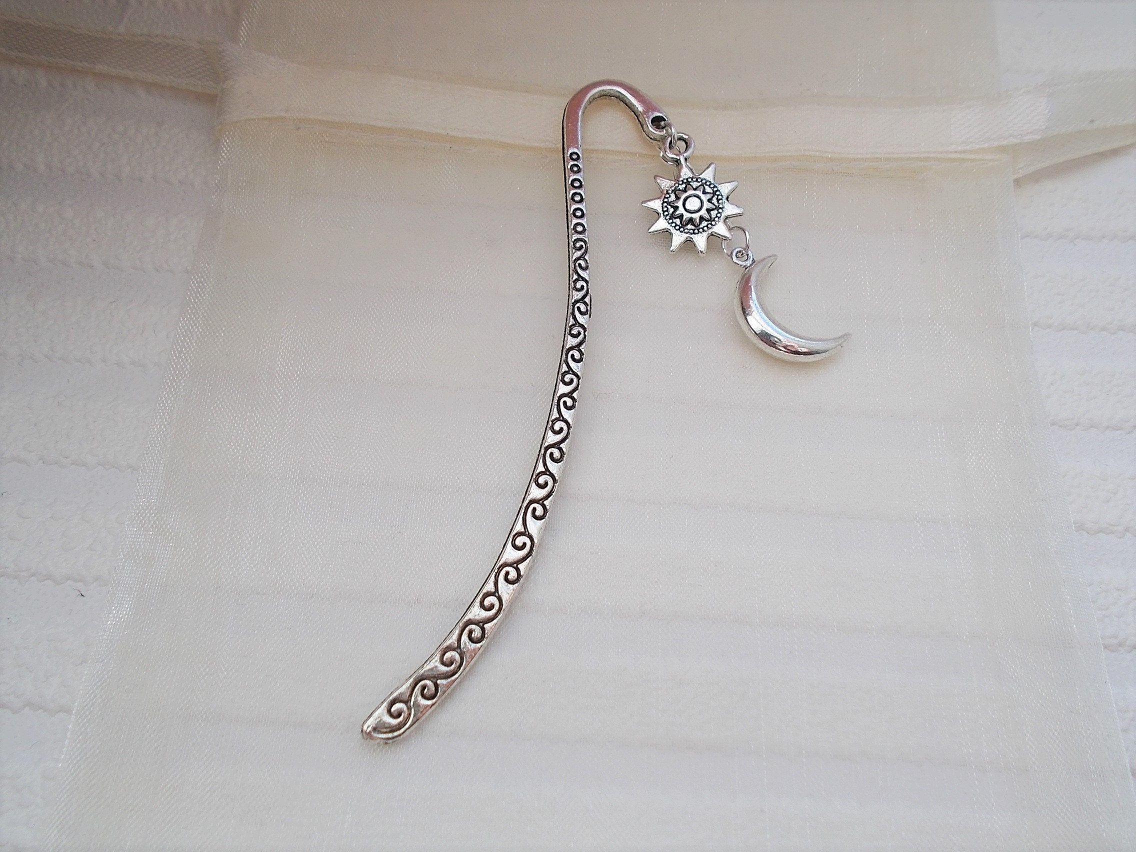 Silver Bookmark Sun and Moon Bookmark Celestial Gift for - Etsy