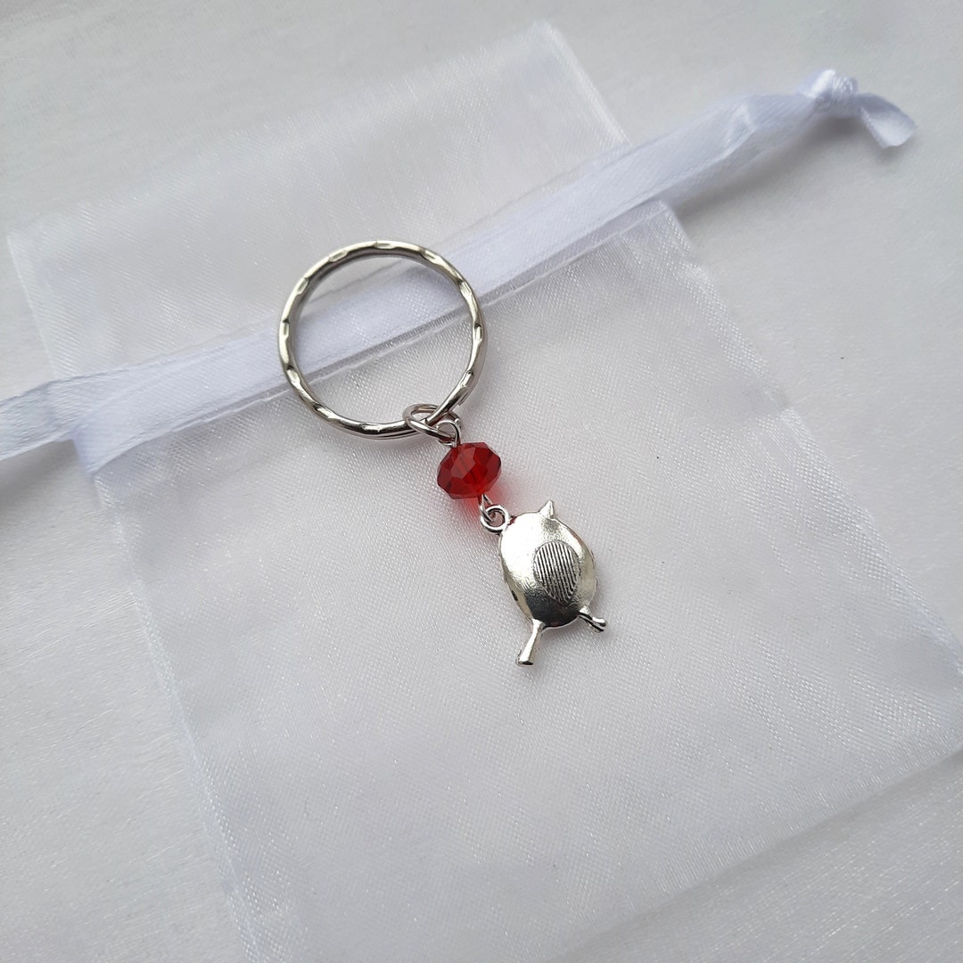 Robin Keyring or Bag Charm, Silver Keychain With Small Bird Charm ...