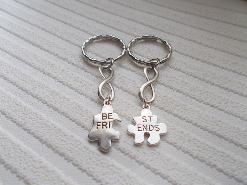 Best Friends Keyring Set Best Friend Gift Set of Two Keychains - Etsy