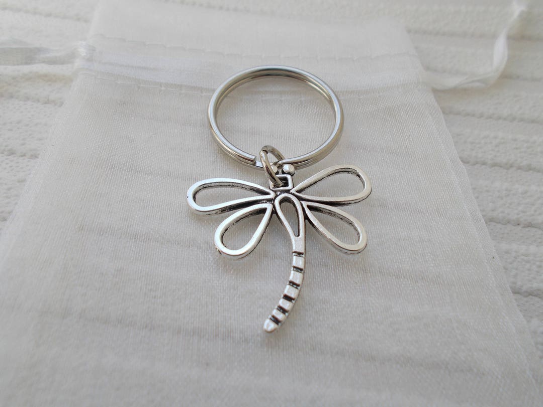 Silver Dragonfly Key Ring Silver Key Chain Dragonfly Bag Charm Little ...
