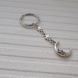 Moon and Stars Keyring Silver Keychain Stars and Moon Bag Charm Purse ...