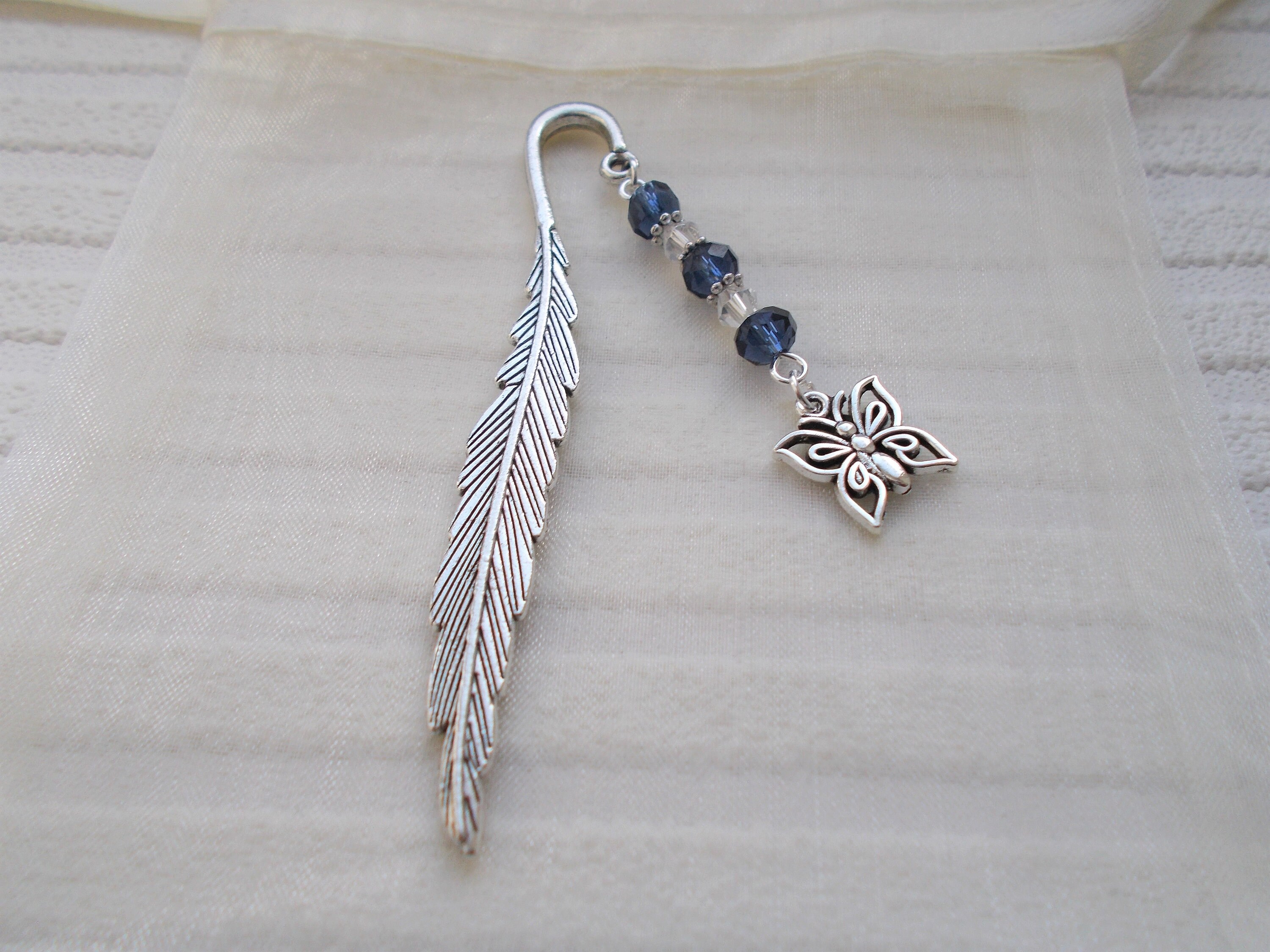 Butterfly Bookmark: a Silver Page Holder With Beads and Charm, Gift for ...