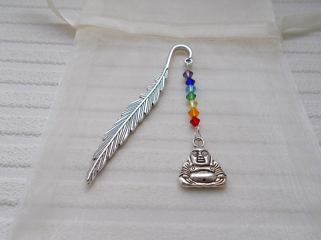 Chakra Buddha Bookmark: Silver Feather Page Holder, Spiritual Gift - Etsy