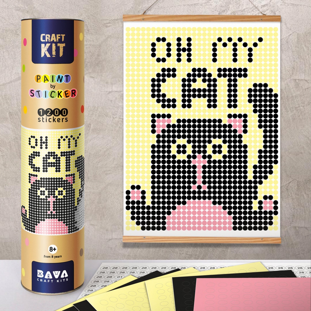 Paint by Sticker CAT Craft Kit 1200 Stickers - Etsy