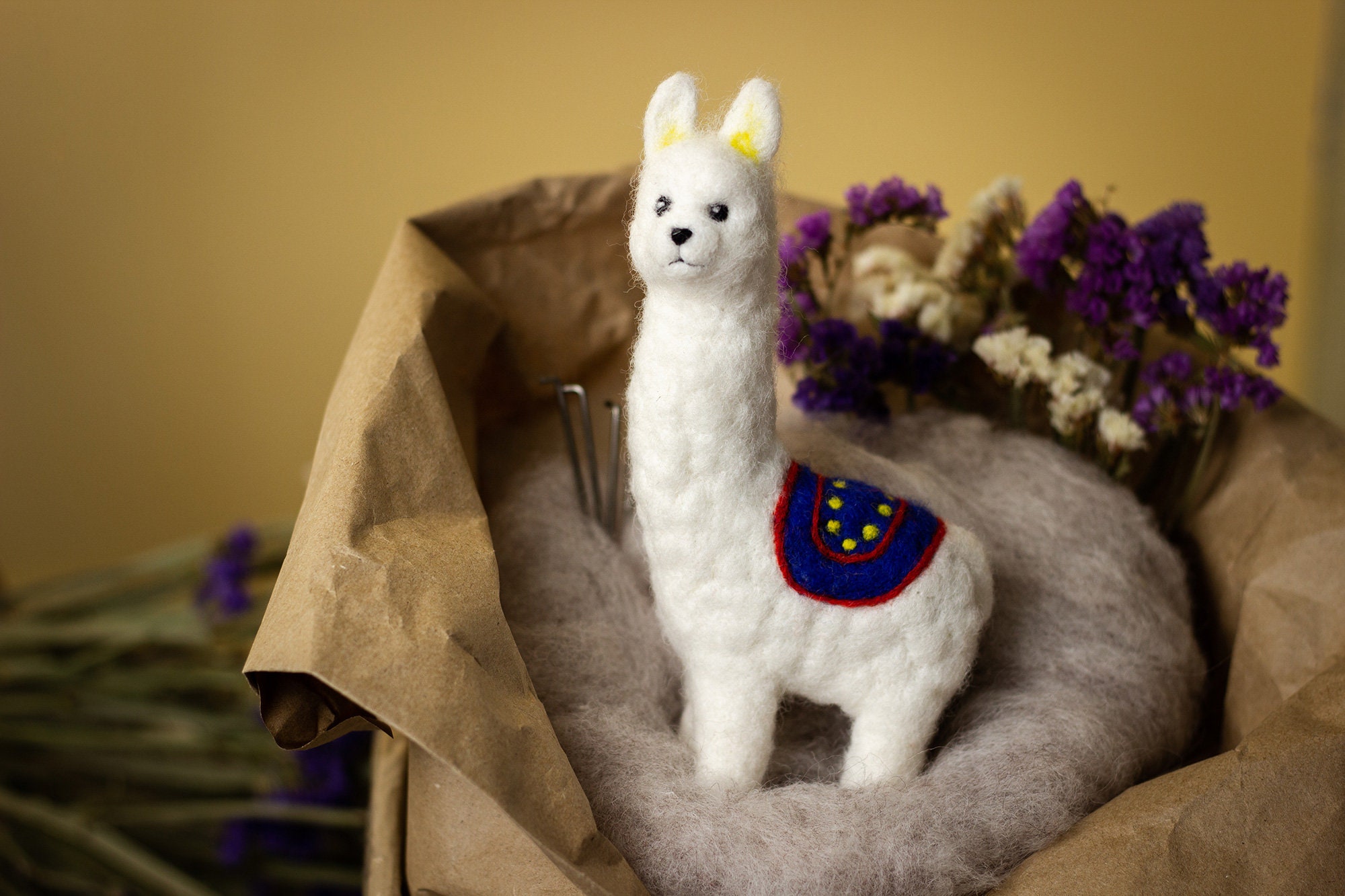 Needle Felting Lama Starter DIY Kit Fir Kids Felted Animal - Etsy New ...