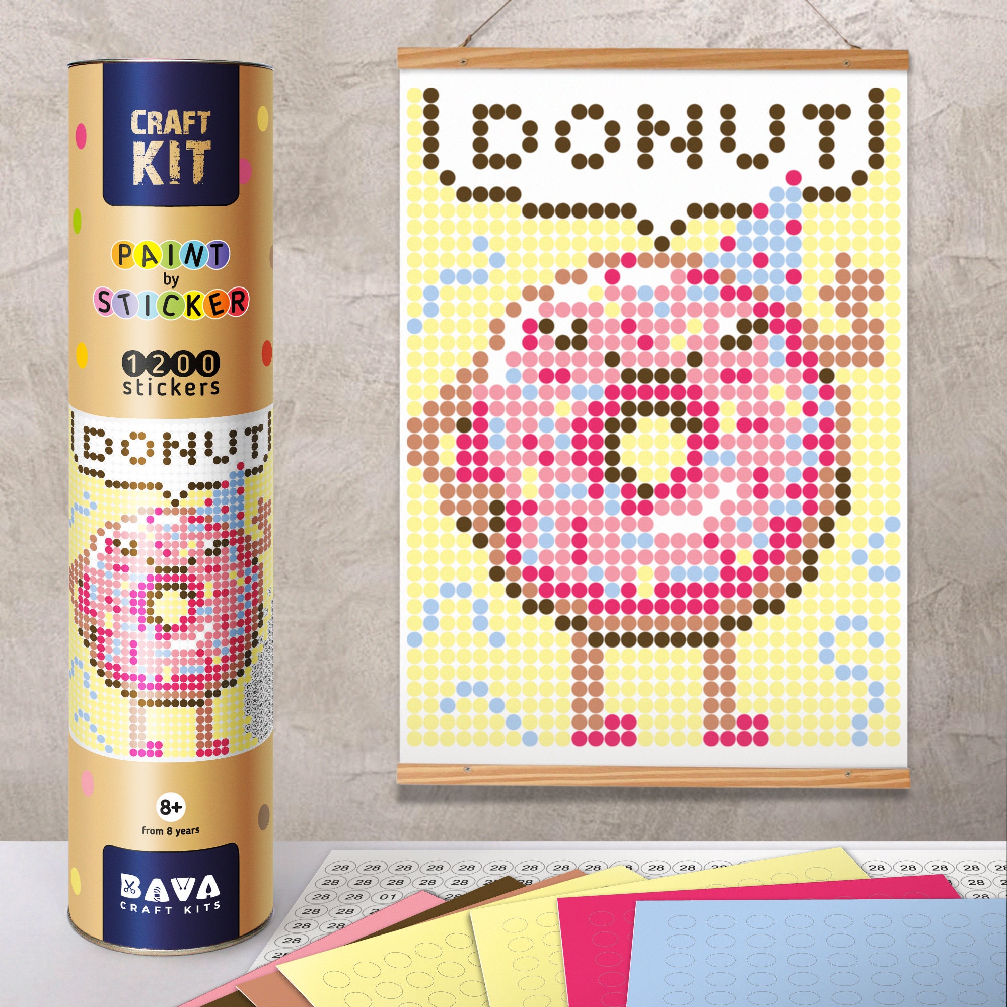 Paint by Sticker Donut DIY Kit 1200 Stickers - Etsy