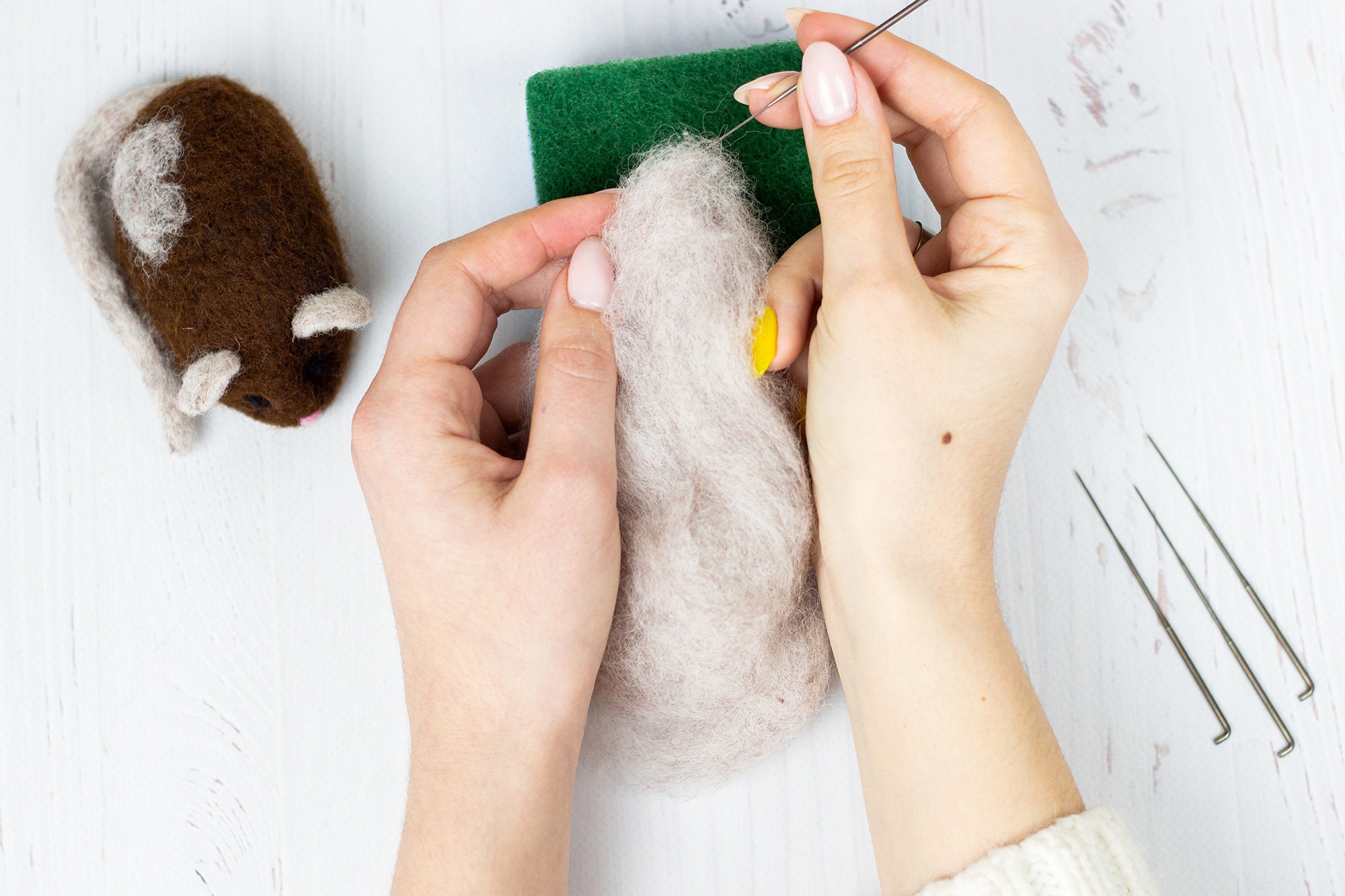 Needle Felting MOUSE Pattern Punch Needle Video Tutorial - Etsy