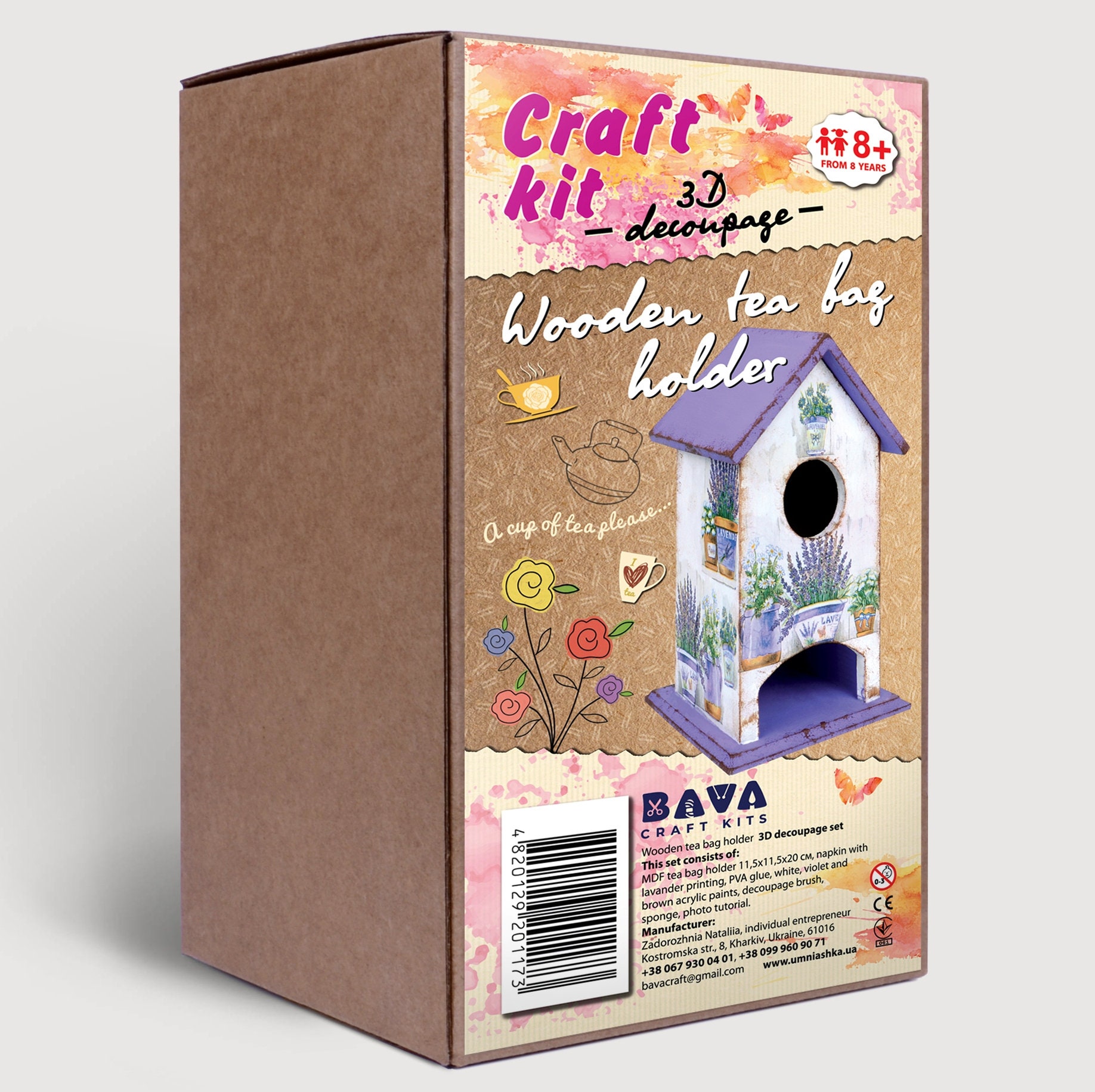 Decoupage Diy Kit Tea Bag Holder, Tea House Craft Kit for Adults ...