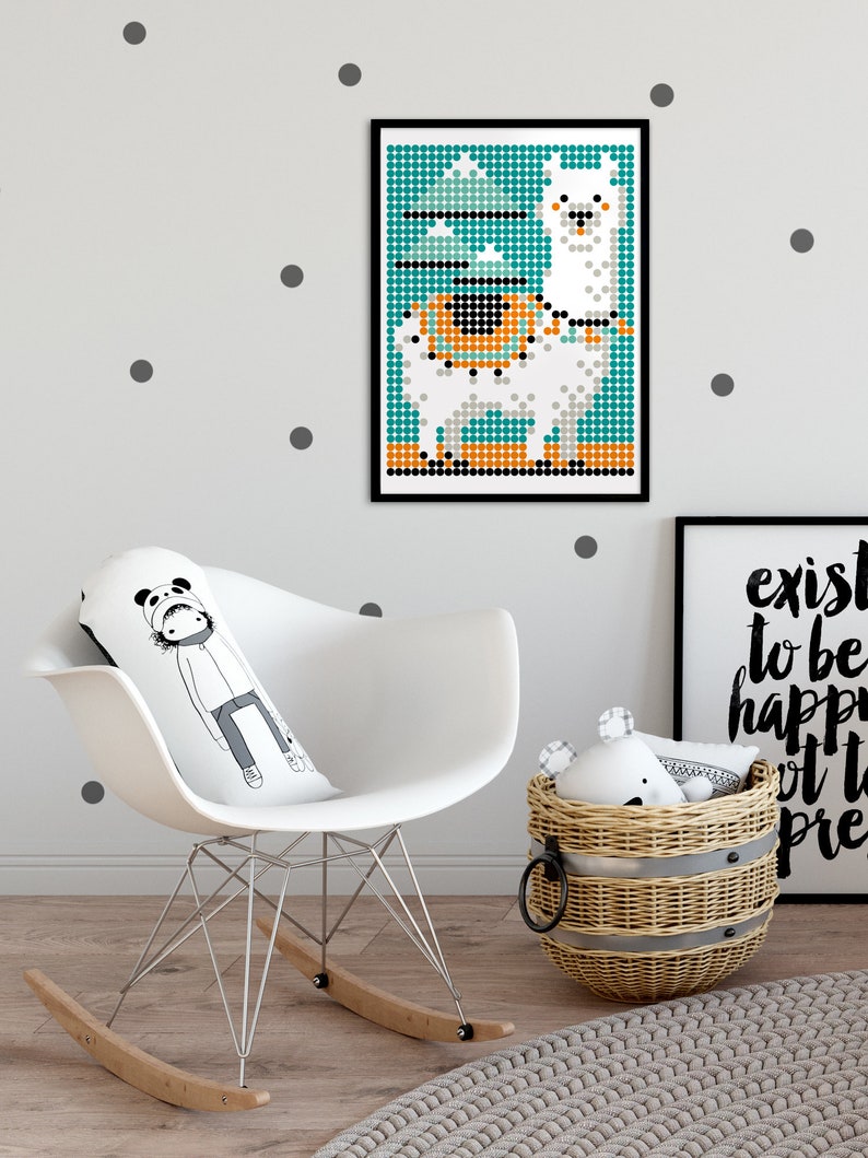 Paint by Sticker LAMA DIY Kit, Pixel Wall Art, Mosaic Kit - Etsy