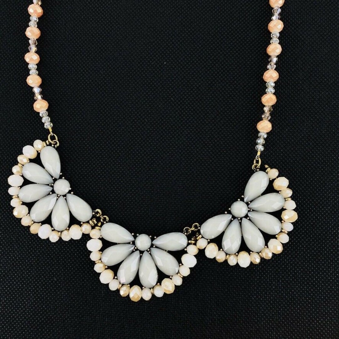 Swarovski Crystal Grey Beige Necklace Antique Gold Tone - Etsy UK