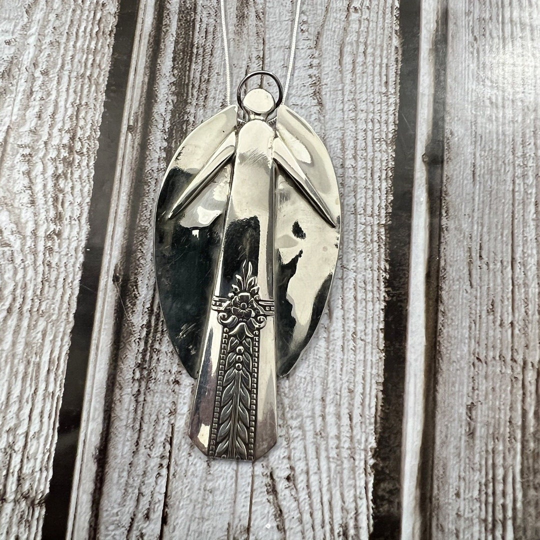 Angel Spoon Pendant Necklace Silver Plate 24" Silver Plate Chain Halo ...
