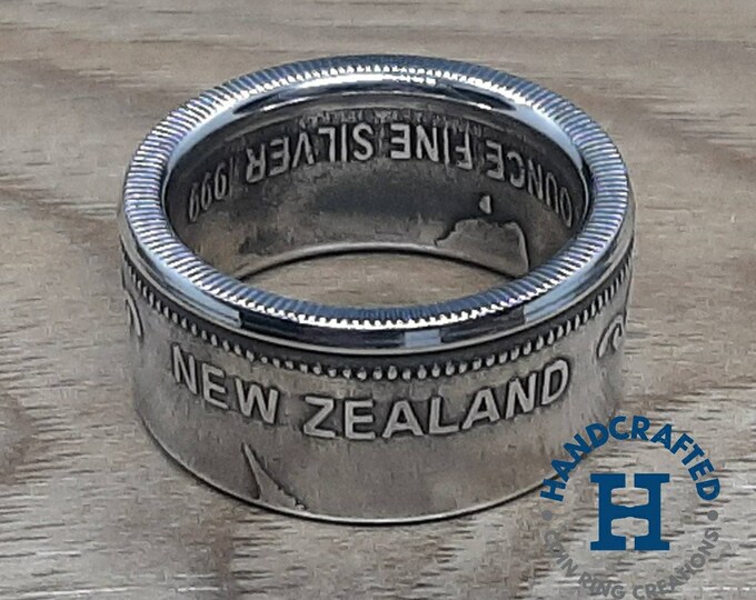 Pure Silver New Zealand Silver Fern Coin Ring - Etsy