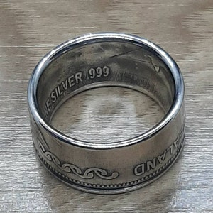 Pure Silver New Zealand Silver Fern Coin Ring | Etsy