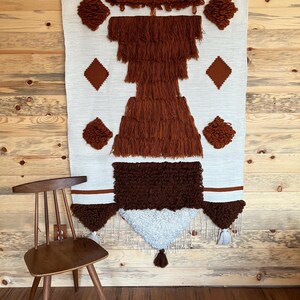 Large 1970s MCM Fiber Art Woven Wall Hanging Tapestry Textile Don ...