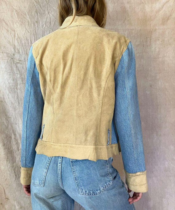 1970’s Suede & Denim Patchwork Jacket 70s, sz S/M - Gem