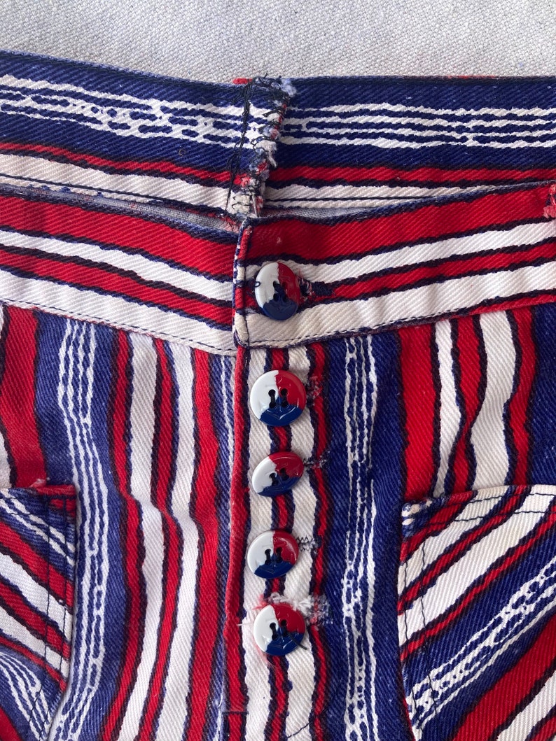 60s Striped Bell Bottoms Crop Kick Flare Bellbottom Pants Patriotic 4th ...