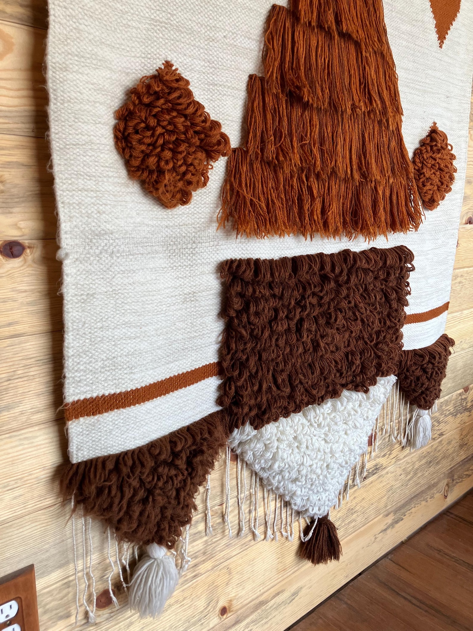 Large 1970s MCM Fiber Art Woven Wall Hanging Tapestry Textile Don ...