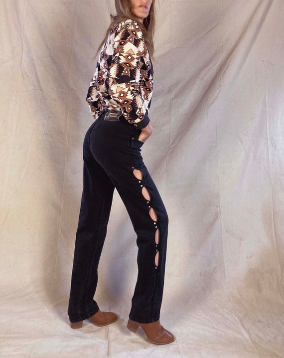 90s LAWMAN Cutout Rivet Concho Black Jeans Western Rodeo Pants - Etsy