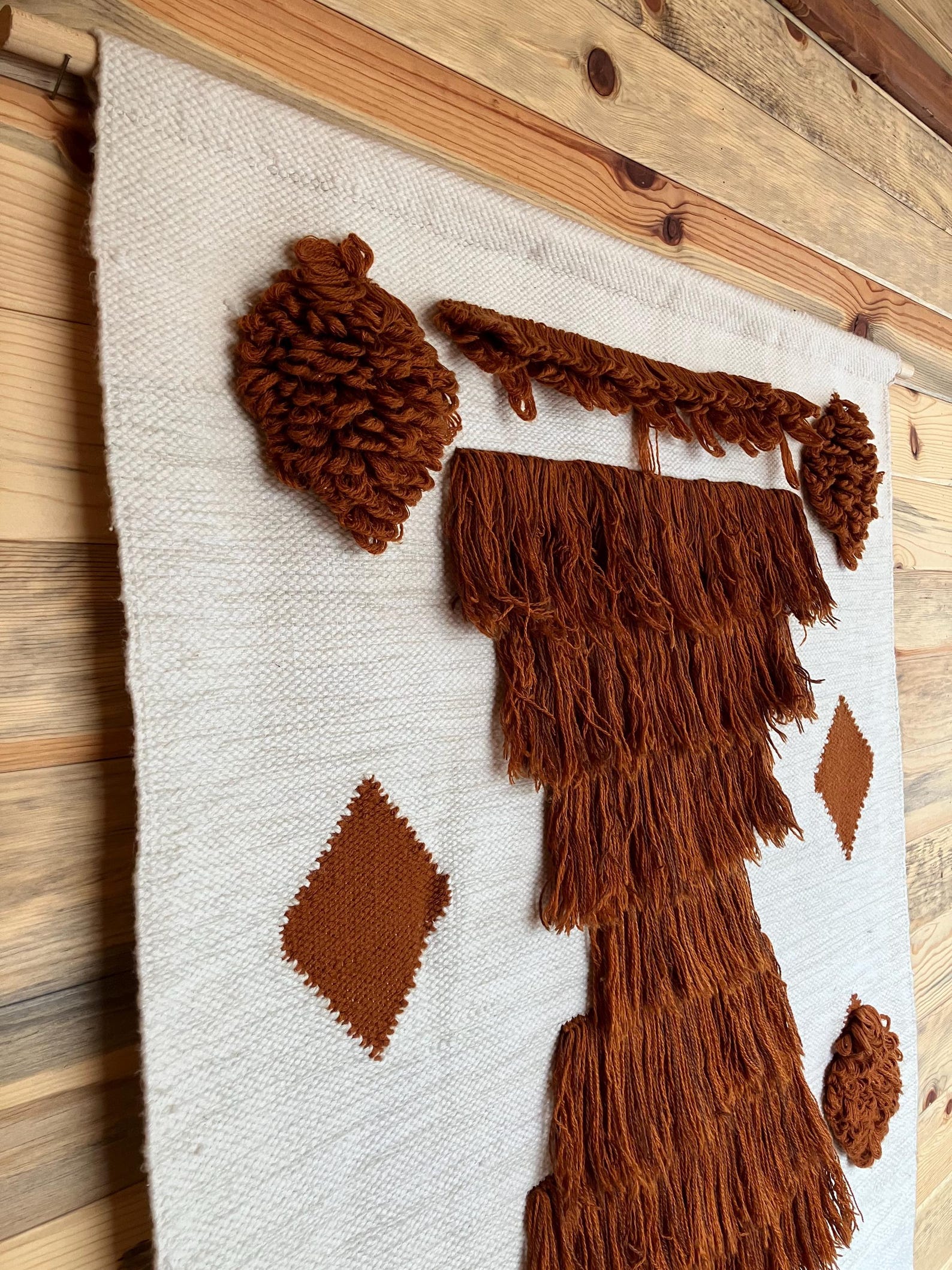 Large 1970s MCM Fiber Art Woven Wall Hanging Tapestry Textile Don ...