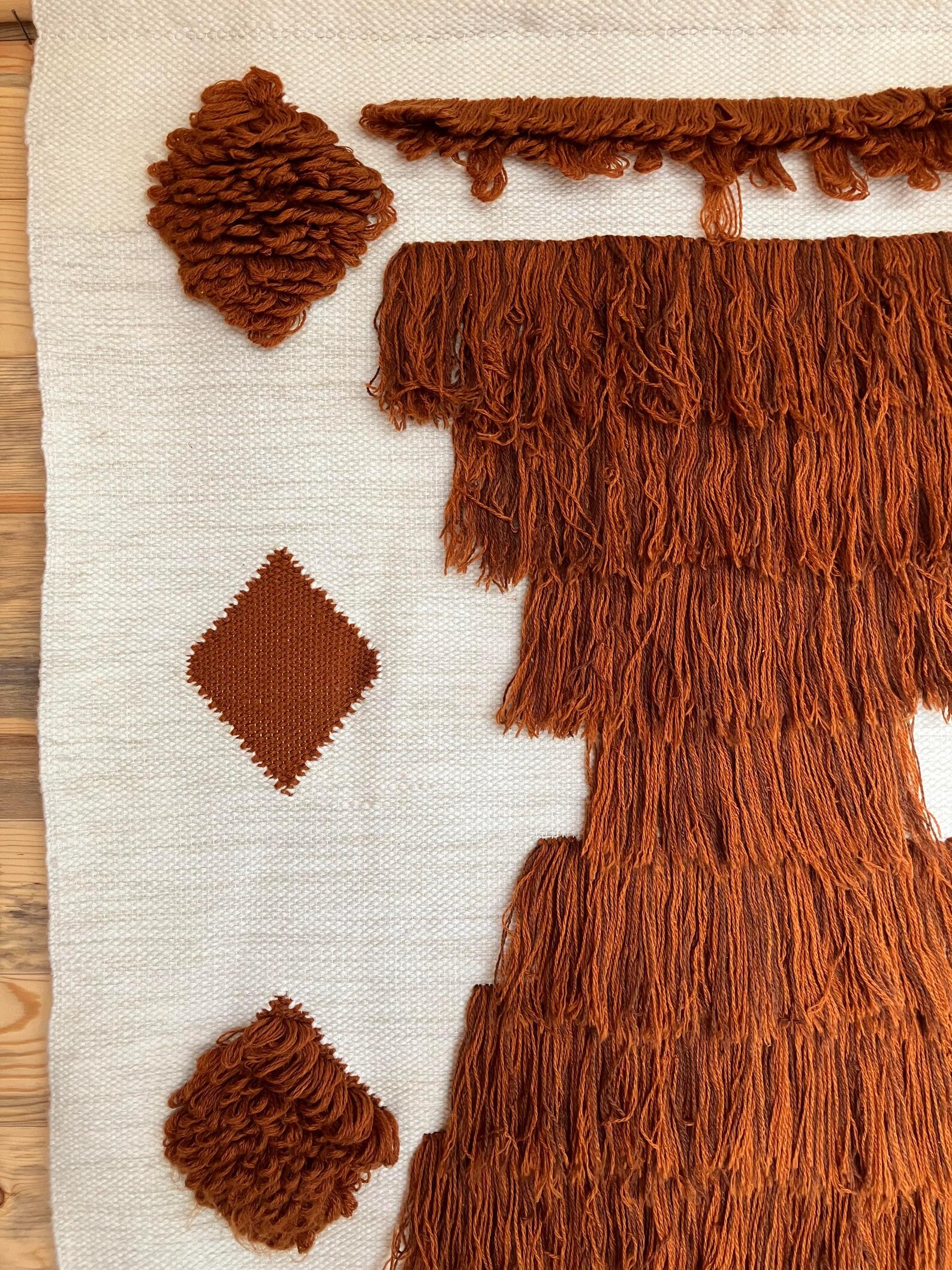 Large 1970s MCM Fiber Art Woven Wall Hanging Tapestry Textile Don ...