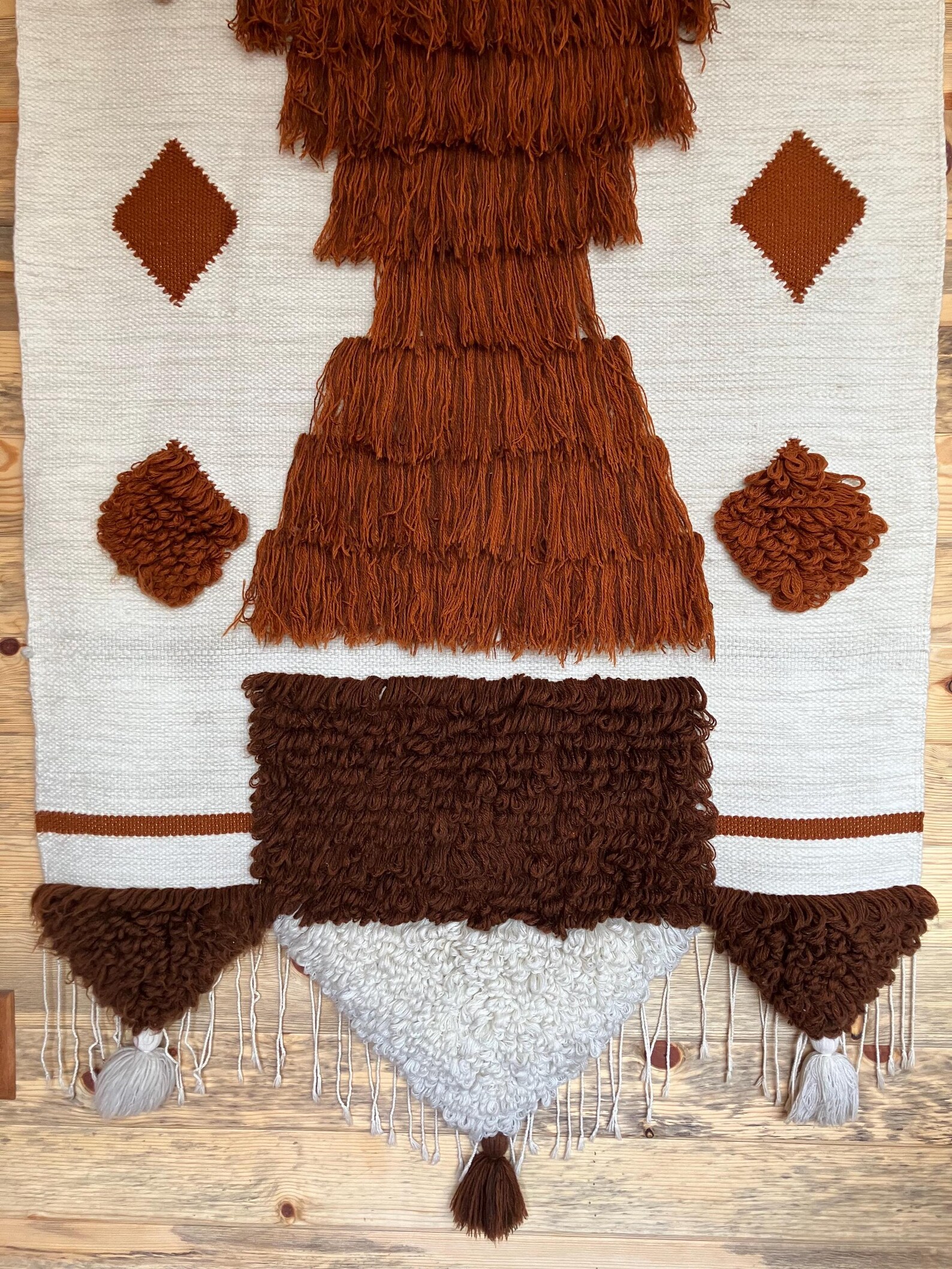 Large 1970s MCM Fiber Art Woven Wall Hanging Tapestry Textile Don ...