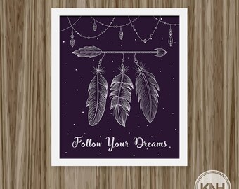 Follow Your Dreams, Digital Download, Instant Download, Printable Art ...