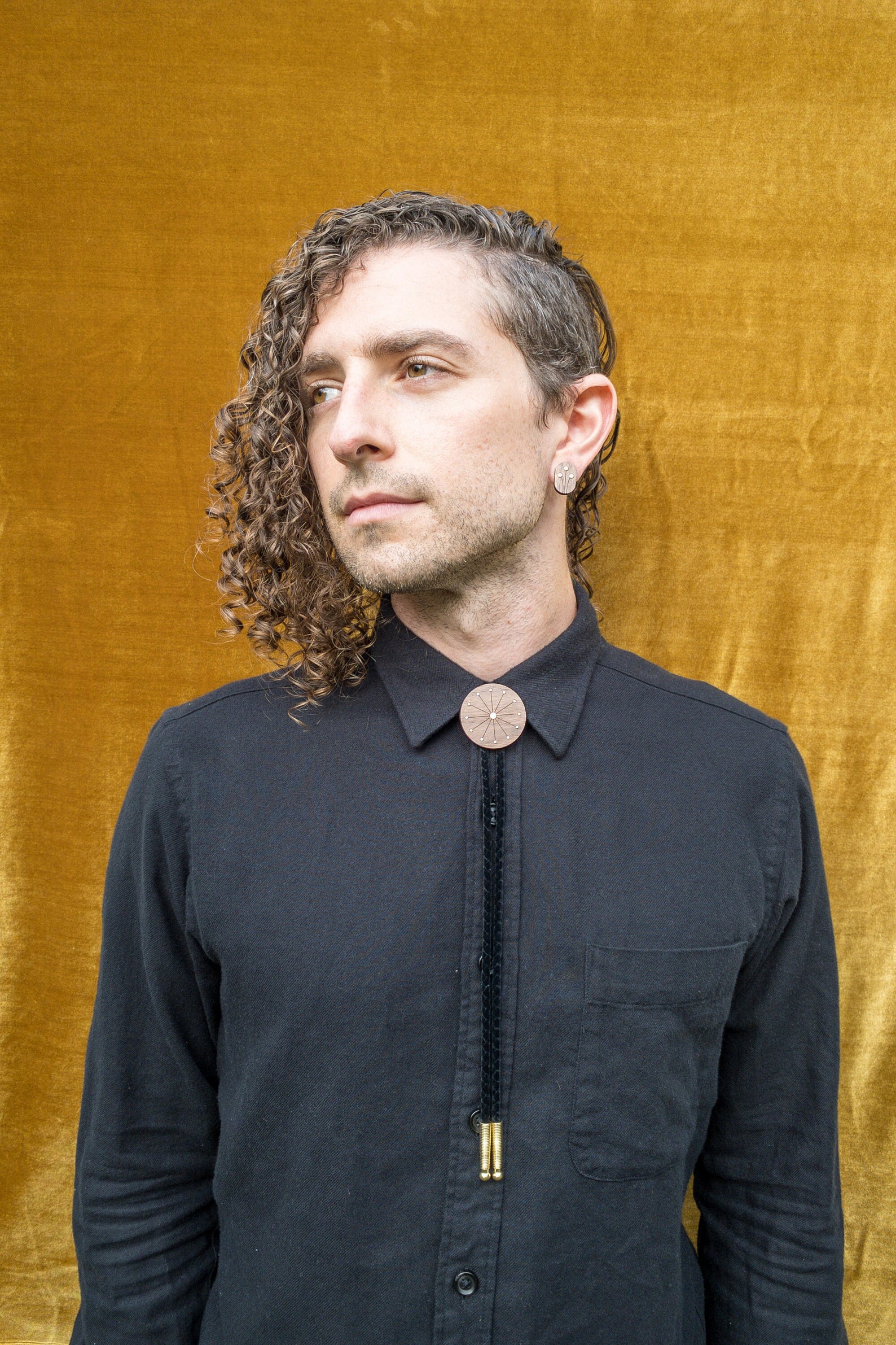 Geometric Wood Bolo Tie With Gold Details - Etsy