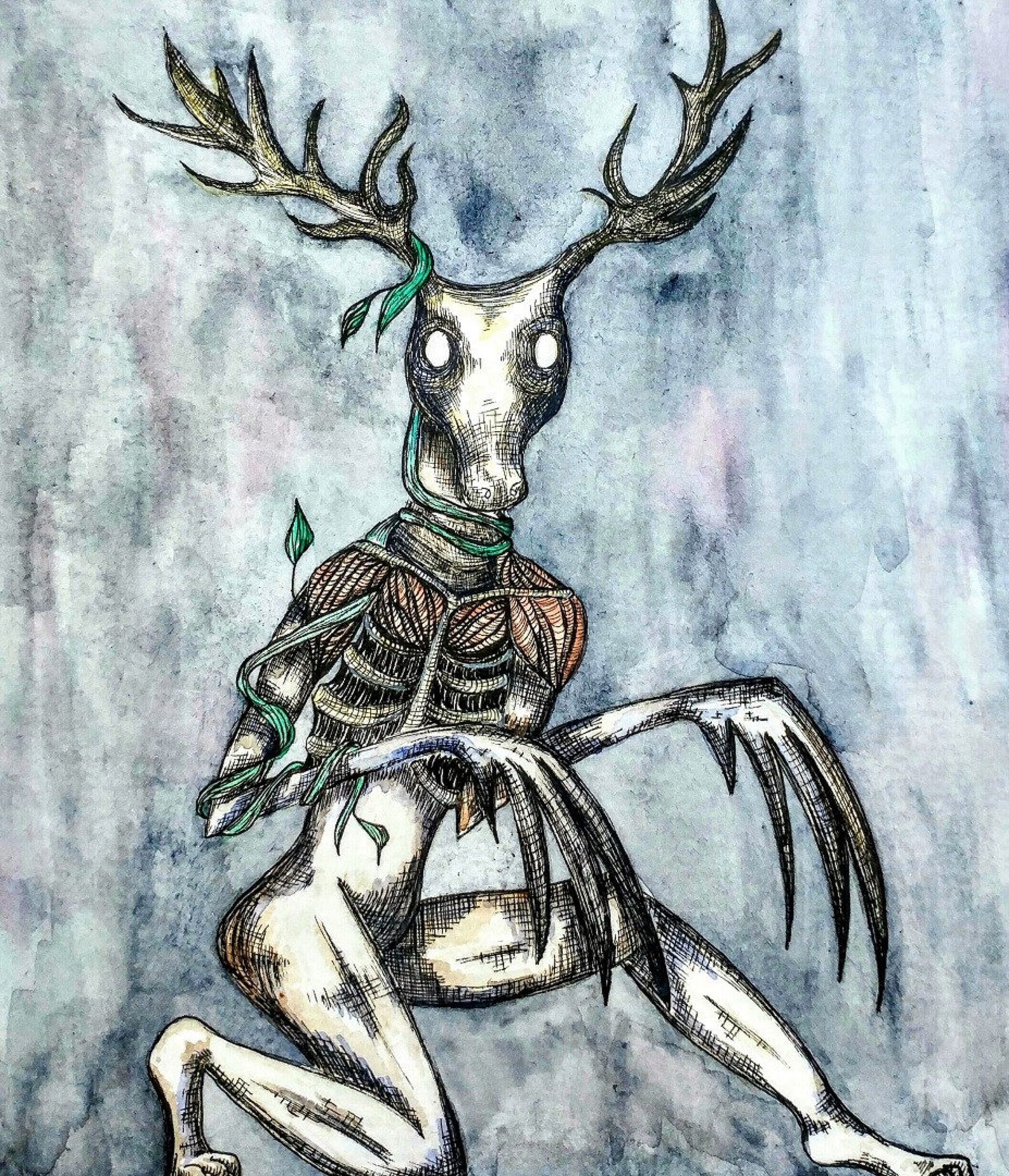 Wendigo 8x10 Giclee Print of an Original Ink and Watercolor | Etsy