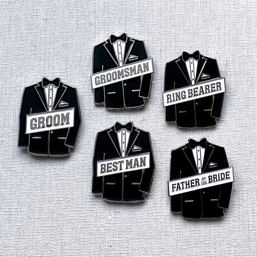 Groom Wedding Enamel Pin: Bridal Party Tuxedo Accessory, Wedding Party ...
