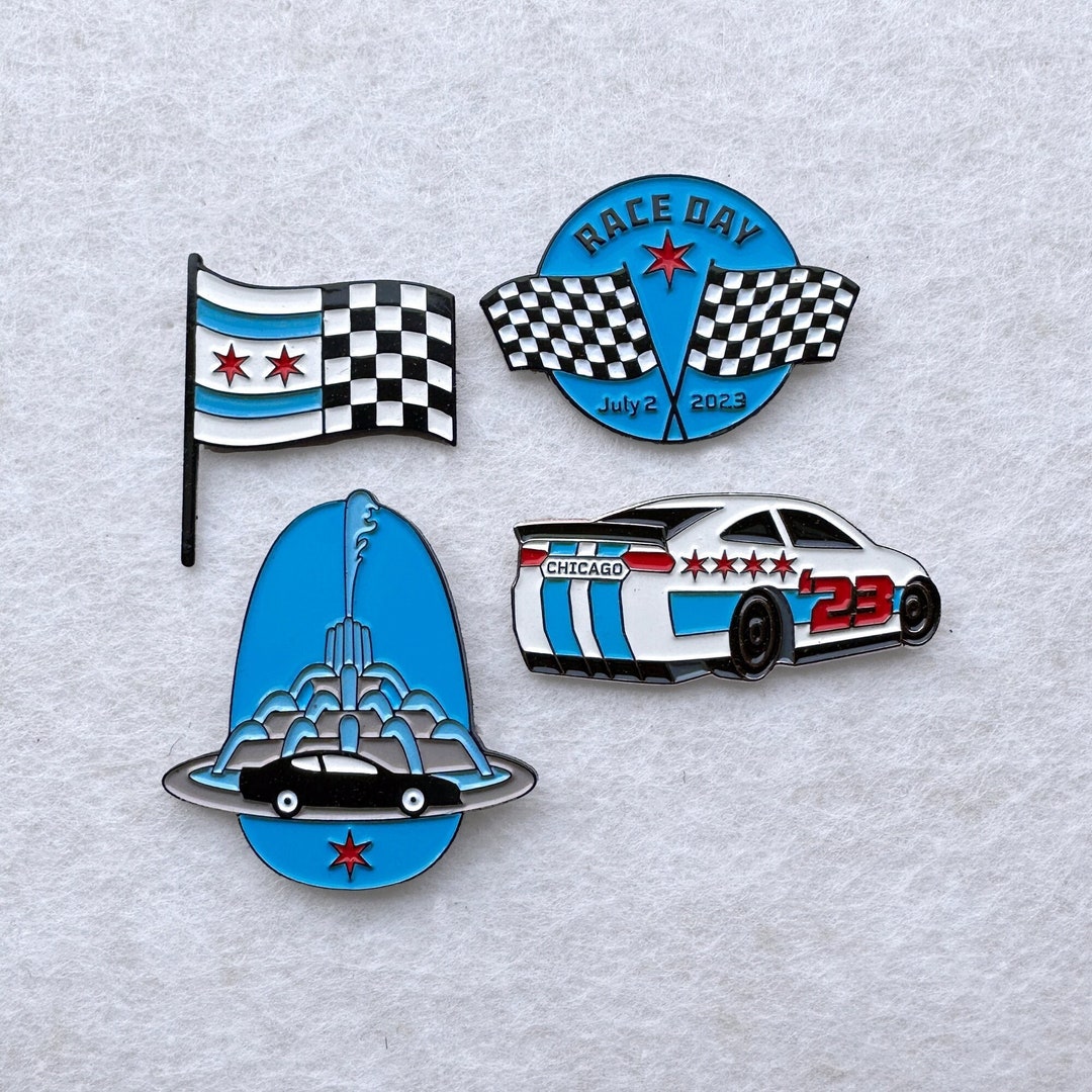 Chicago NASCAR Enamel Pin – the Race is ON! Four Slick Designs to ...