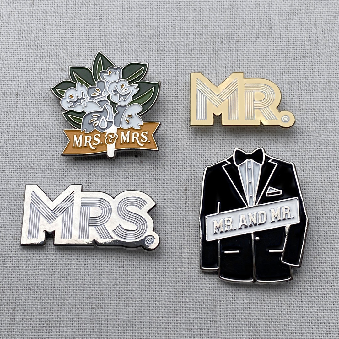 Love is Love Enamel Wedding Pins – Bride, Groom, Mr, Mrs, Gay Wedding ...