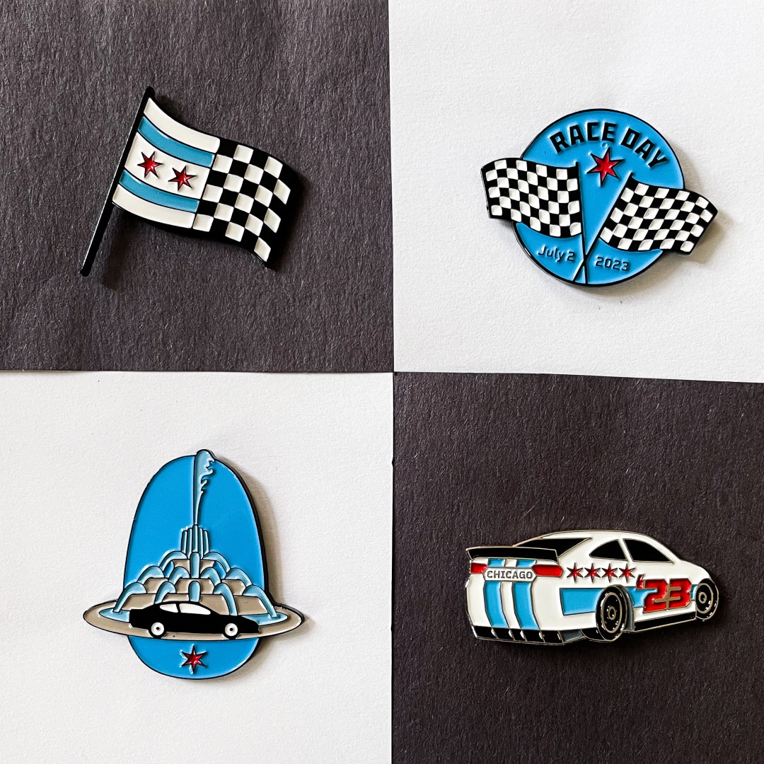 Chicago NASCAR Enamel Pin the Race is ON Four Slick Designs - Etsy