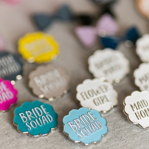 Bridal Party Wedding Enamel Pins. Pins for Everyone in the Wedding ...