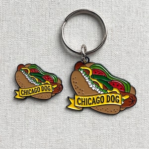 Chicago Hot Dog Enamel Pin and Keychain – A Chicago Hot Dog With All ...
