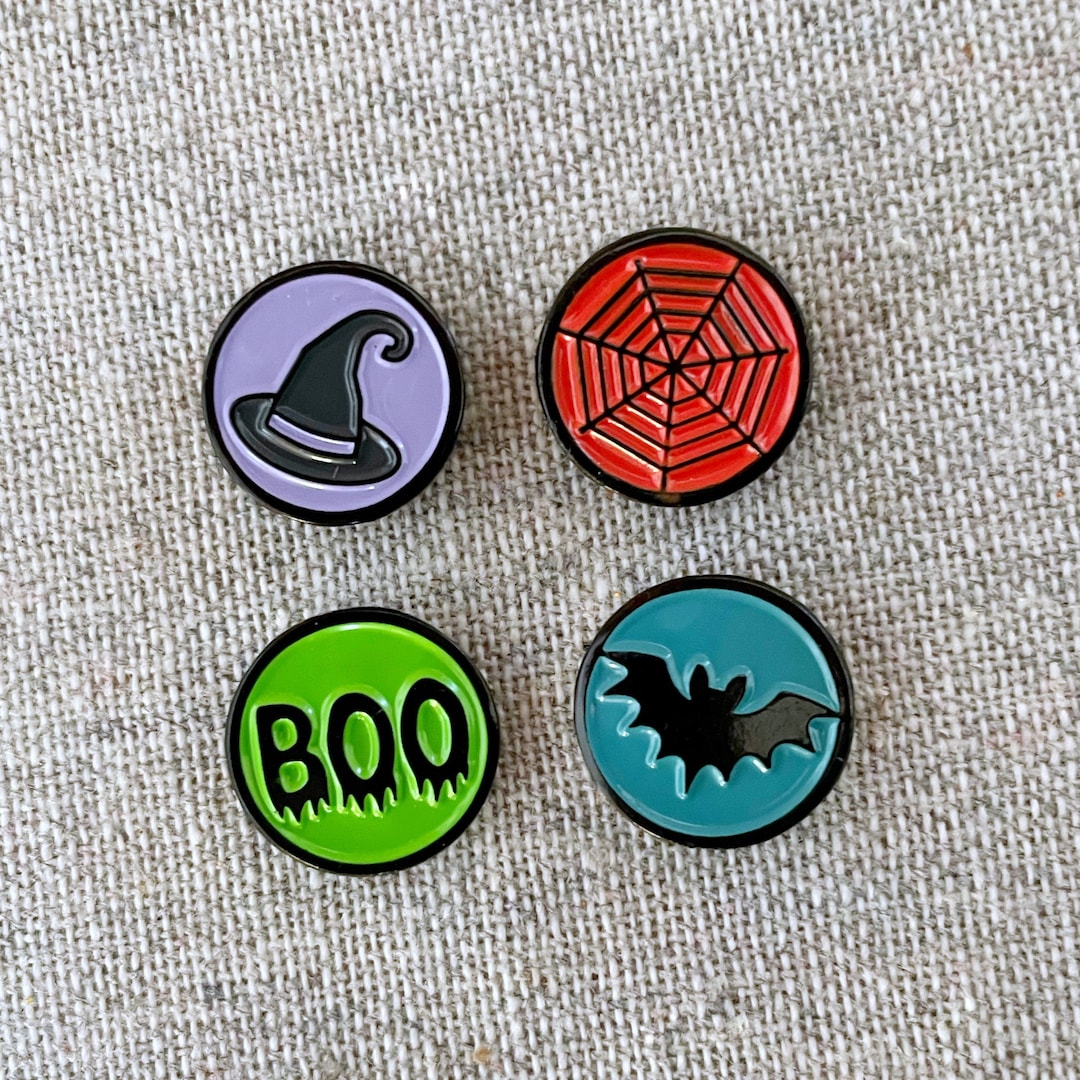 Mini Halloween Enamel Pins – Boo, Bats, Witches and Webs...oh My! These ...