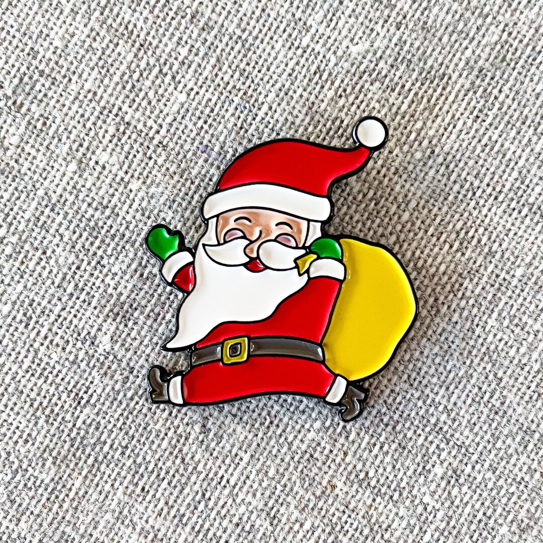 Cute Waving Santa Christmas Enamel Pin – Ho Ho Ho! Stocking Stuffer ...