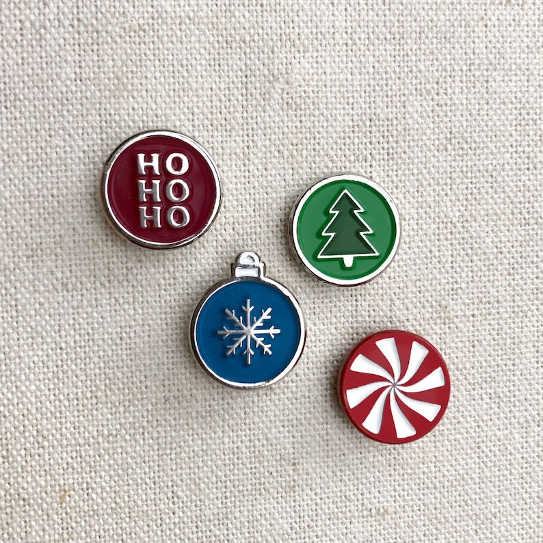 Holiday Mini Pins – Christmas Cutie Pins: a Tree, Candy Cane, Snowman ...