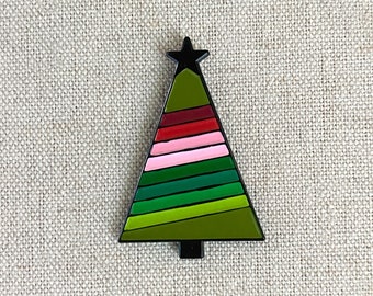 Rainbow Striped Christmas Tree Enamel Pin up Your Holiday | Etsy