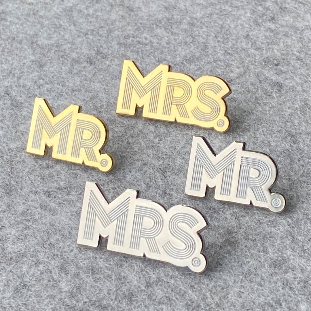 Mr. and Mrs. Wedding Enamel Pin in Gold and Silver –for Any Couple ...